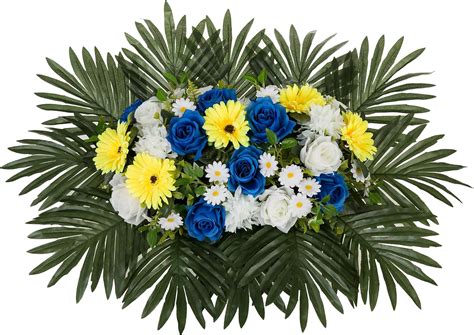 Memobloom Headstone Flower Saddle For Grave Artificial Memorial Day