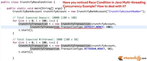 have you noticed race condition in java multi threading concurrency example how to deal with it