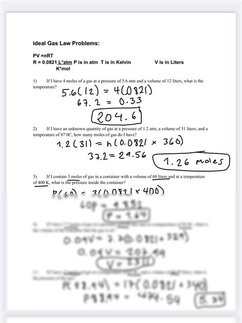 SOLUTION Ideal Gas Law Problems Studypool Worksheets Library