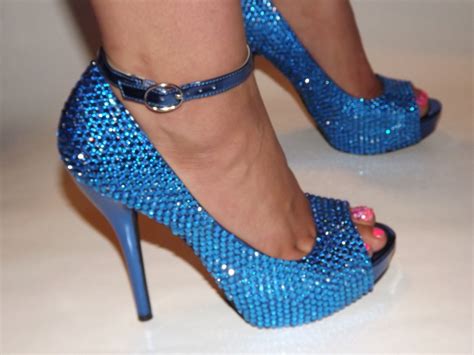 Rhinestone Bling High Heel Blue Stilettos Size 8