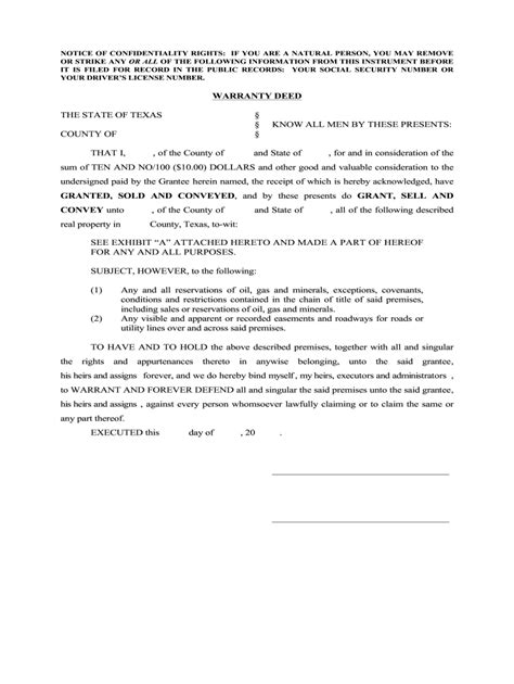 Printable Texas Without Warranty Deed Form Printable Forms Free Online