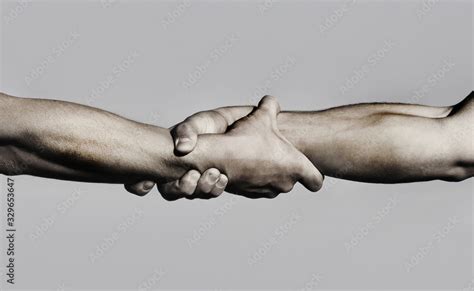 Friendly Handshake Friends Greeting Teamwork Friendship Close Up