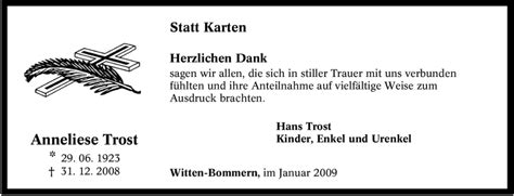 Traueranzeigen Von Anneliese Trost Trauer In NRW De