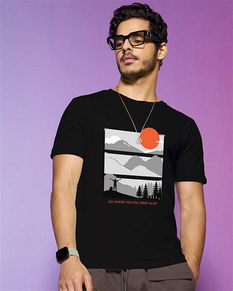 Buy Men S Black Feel Most Alive Graphic Printed T Shirt Online At Bewakoof