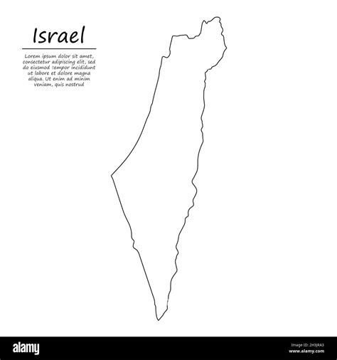 Einfache Umrisskarte Von Israel Vektor Silhouette Im