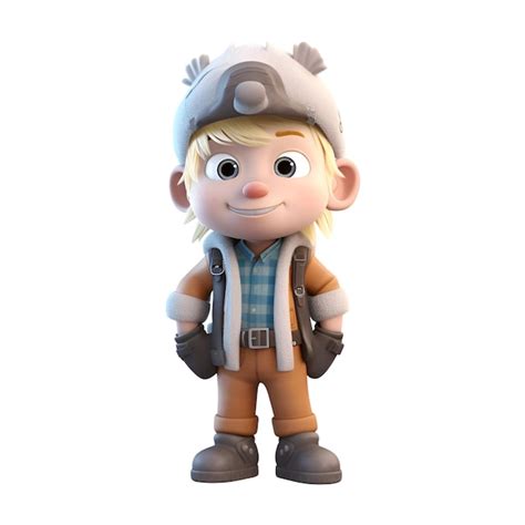 Renderización 3D de un personaje de dibujos animados con una mochila