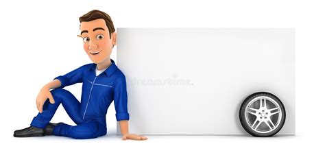 3d Mechanic With Tire And Thumb Up Stock Illustration Illustration Of