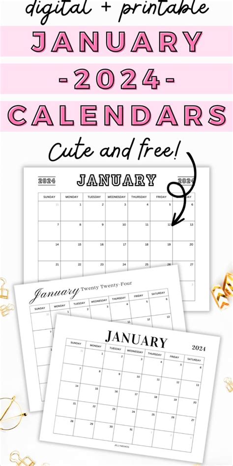 January 2024 Calendar Printables For Planning Productivity JellyMemos
