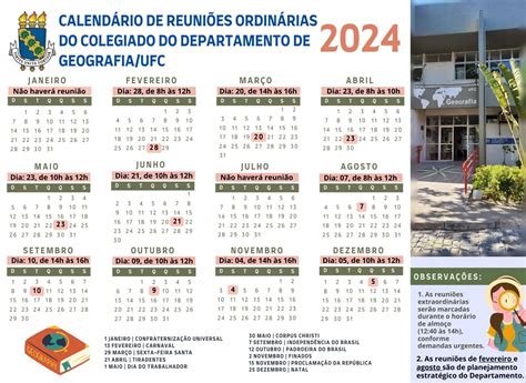 Calendário de Reuniões Ordinárias do Colegiado do Departamento de
