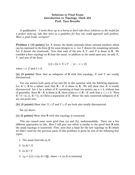 complement topology introduction to topology solved exam docsity
