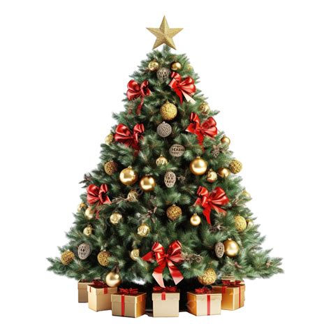 Decorated Christmas Tree For New Year Isolated Png File Xmas 2023