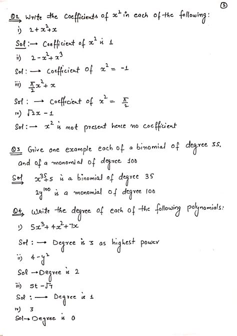 polynomial class 9th math handwritten notes