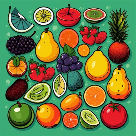 Iconas De Frutas Conjunto De Varias Frutas De Dibujos Animados De