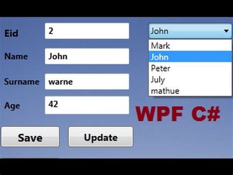 C WPF Tutorial 16 Database Values In Textbox If Select Combobox YouTube