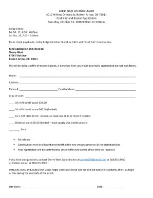Fillable Online Craft Fair And Bazaar Application Fax Email Print
