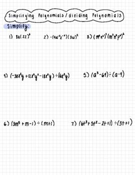 Simplify Polynomials Worksheets Master Algebraic Expressions With Ease
