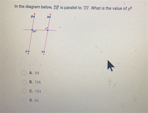 Solved In The Diagram Below Overline DE Is Parallel To Overline XY