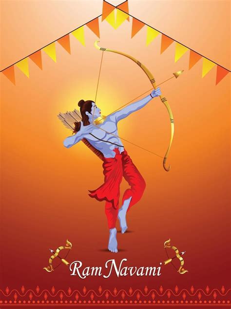 Happy Ram Navami Celebration Poster With Creative Illustration Of Lord