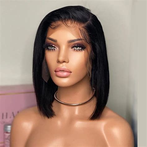 Short Bob Human Hair Wigs Brazilian X Glueless Straight Lace Front