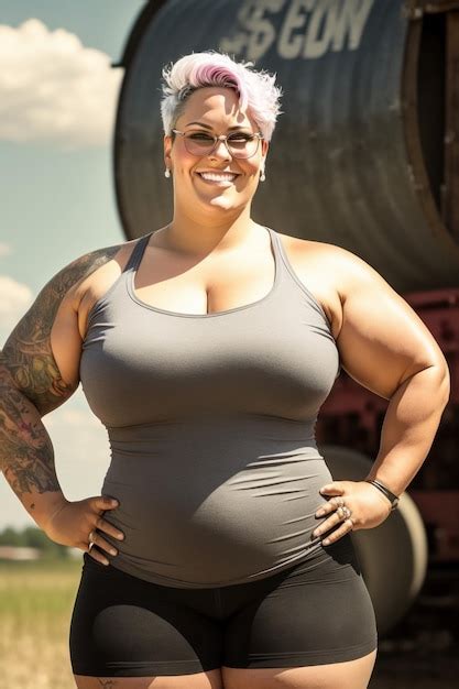 Premium Photo Ai Generated Illustration Of Positive Plus Size Woman