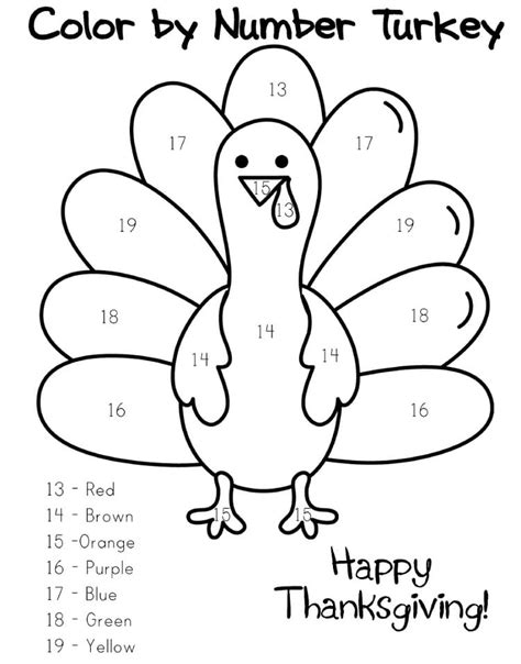 Happy Thanksgiving Color By Number