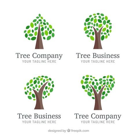 Colección de logos de árbol en estilo plano Vector Gratis