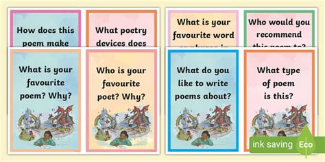Editable Poetry Questions Display Cards Lehrer Gemacht