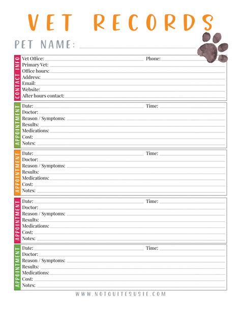 Printable Pet Health Record Template Excel