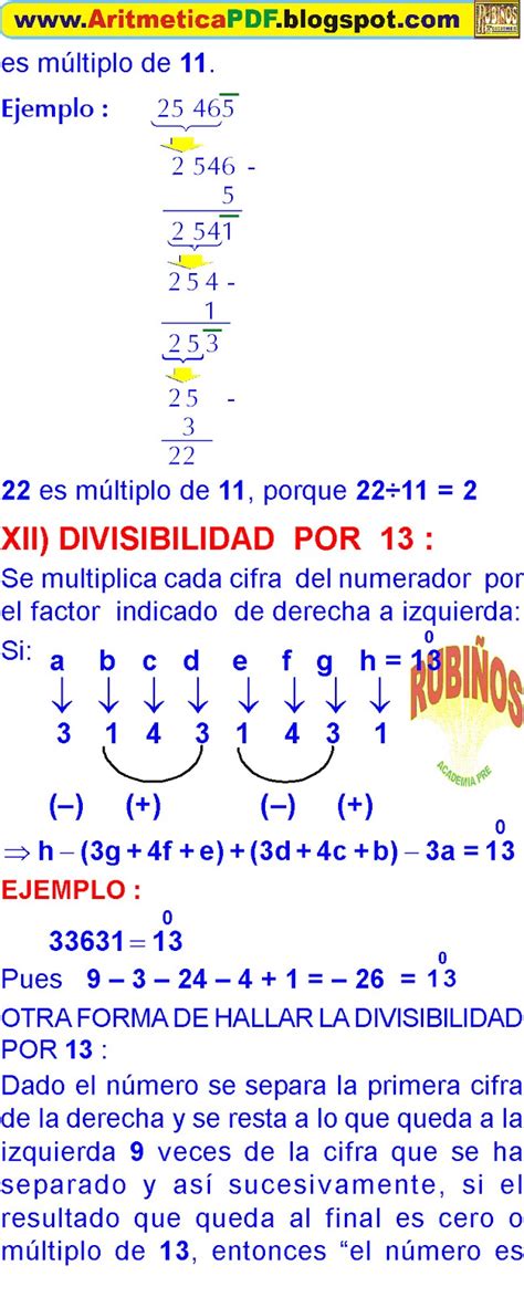 CRITERIOS DE DIVISIBILIDAD EJERCICIOS RESUELTOS DE ARITMÉTICA