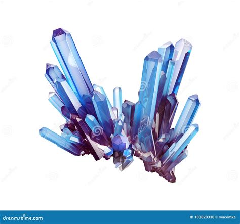 3d Render Digital Illustration Abstract Blue Crystals Faceted Gem