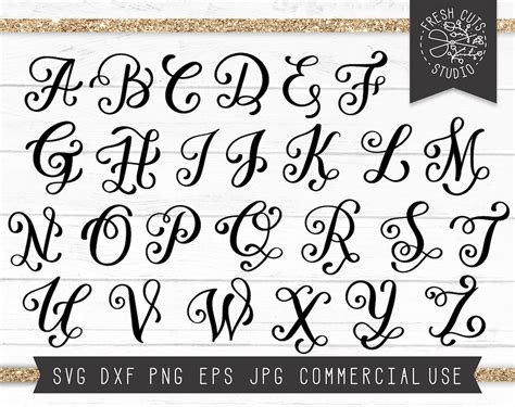 Fancy Monogram Letters SVG Cut Files For Cricut Fancy Alphabet For