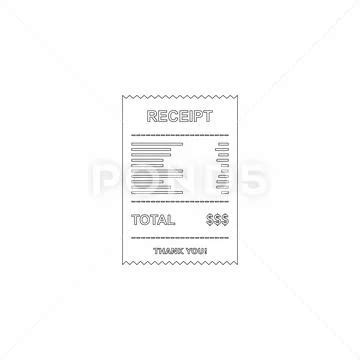 Receipt Paper Bill Check Invoice Cash Receipt Black Outline Design