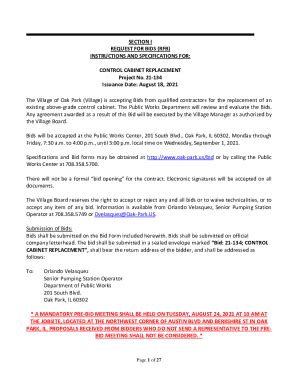 Fillable Online SECTION I REQUEST FOR BIDS RFB INSTRUCTIONS AND