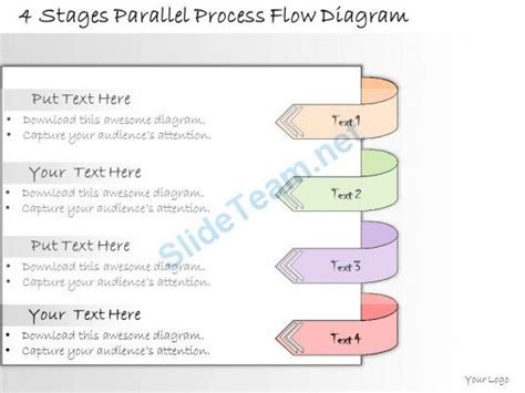 Four Stages Parallel Process Flow Diagram For Powerpoint Slides And Ppt