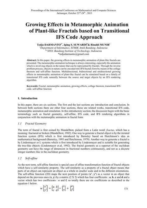 pdf growing effects in metamorphic animation of plant like fractals based on transitional ifs