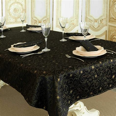 BGEUROPE Nappe anti tache 150 x 250 cm Noel Etoiles Noir et Doré