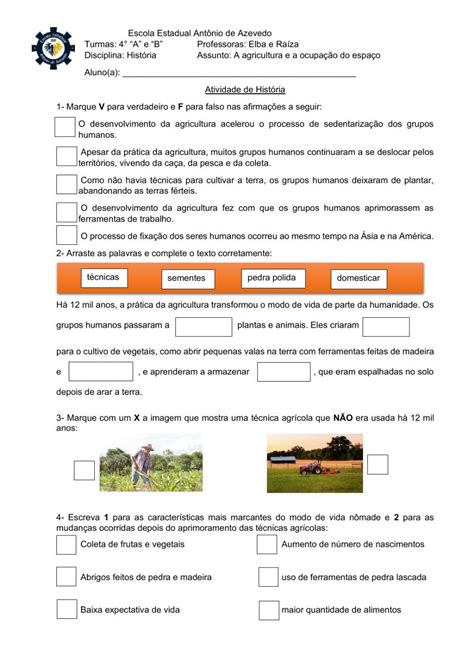 AGROPECUÁRIA E AGRICULTURA 4º ANO
