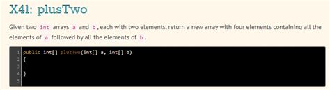 x41 plustwo given two int arrays a and b each with two elements return a new array with four