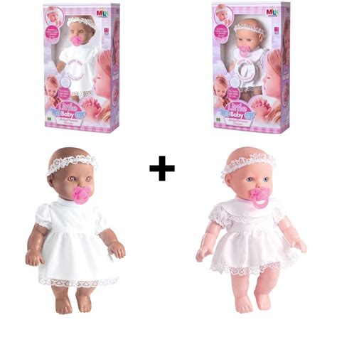 Kit 2 Bonecas Little Baby Minha Primeira Oração Branca e Negra Reza