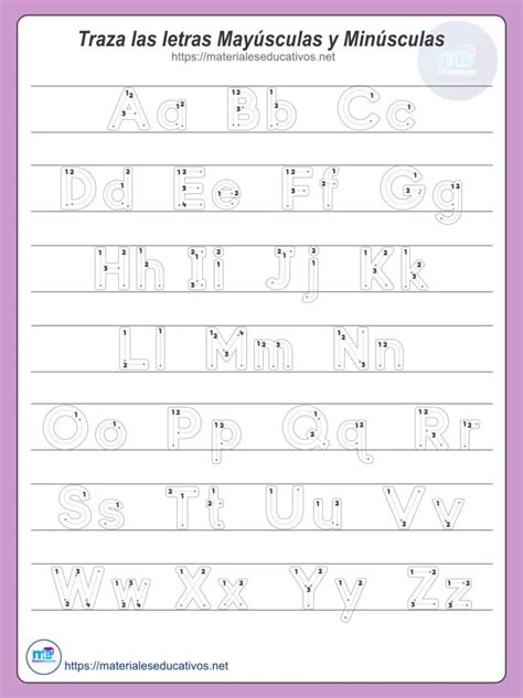 Traza las letras Mayúsculas y Minúsculas del Abecedario Materiales