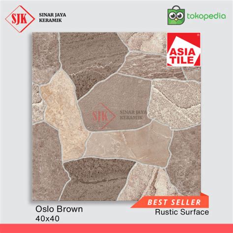 Jual Keramik Lantai Kasar WC Teras Asia Tile Oslo Brown Grey 40x40