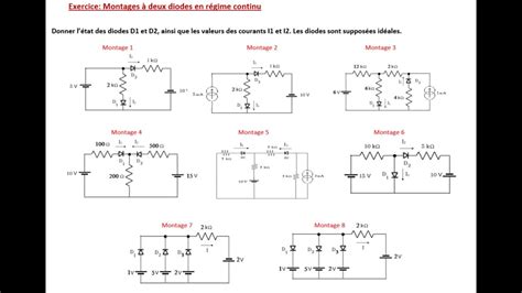 Exercice diode Montages à deux diodes et plus en régime continu YouTube