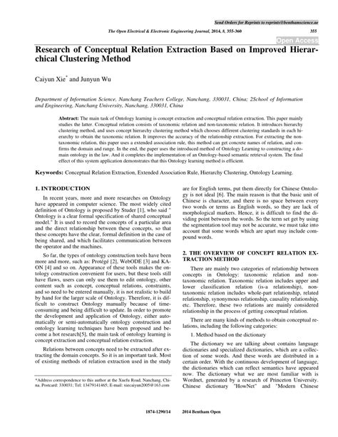 pdf research of conceptual relation extraction based on improved hierarchical clustering method