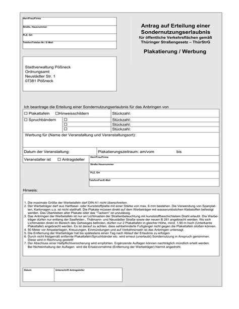 Antrag Auf Erteilung Einer
