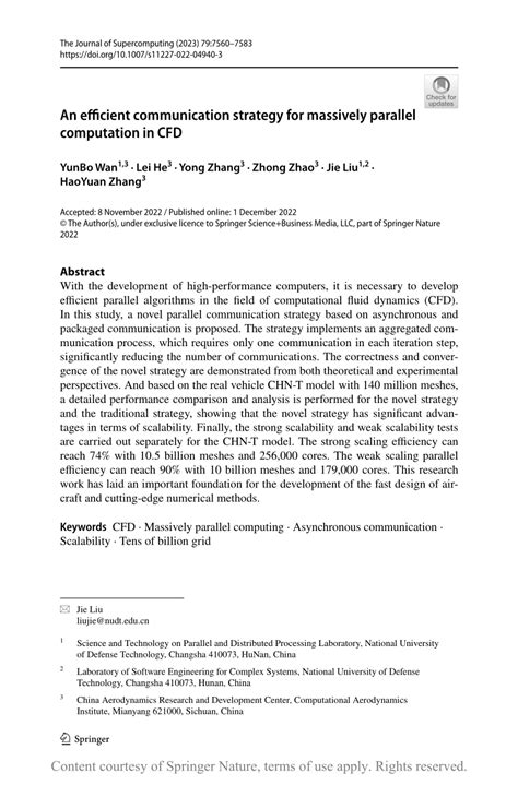 an efficient communication strategy for massively parallel computation in cfd