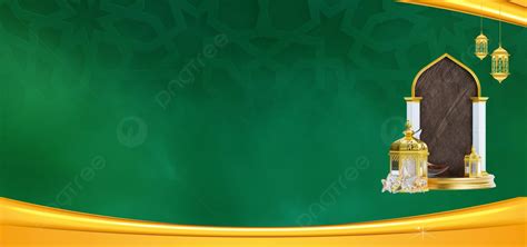Islamitische Achtergrond Gouden Groene Ontwerpbanner Vector