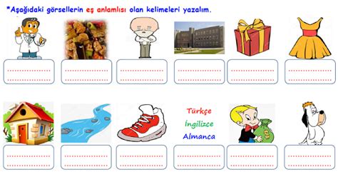 S N F T Rk E E Anlaml Kelimeler Meb Ders