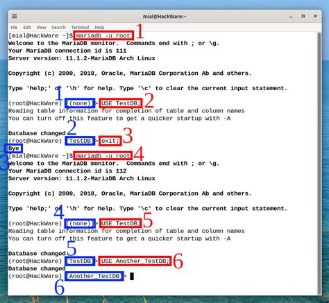 mysql および mariadb での「エラー 1046 3d000 データベースが選択されていません」 解決済み