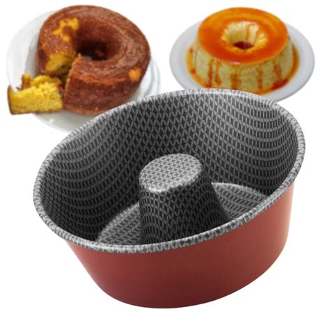 Forma De Bolo Pudim Redonda Furo No Meio 18cm Vermelha Shopee Brasil