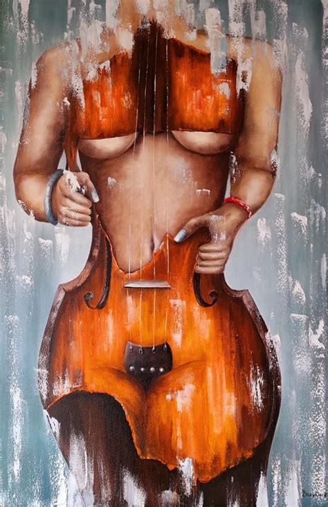 Erotic Art On Canvas Woman Violin Nude Peinture par Наталья Artmajeur